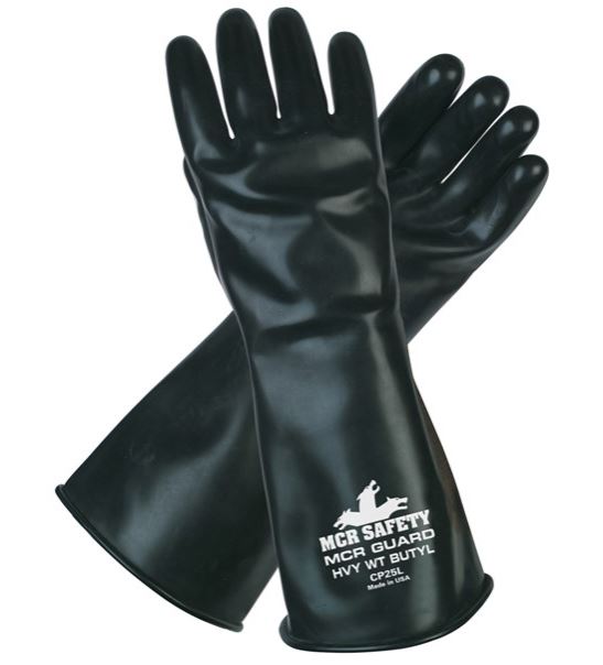 14 Inch Butyl Rubber Glove 25 mil Smooth Finish Gauntlet Rolled Cuff ...