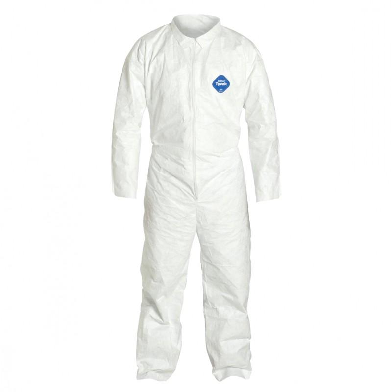 DuPont TY120S Dispoable Tyvek Coverall with Zipper Front, Open Wrists ...